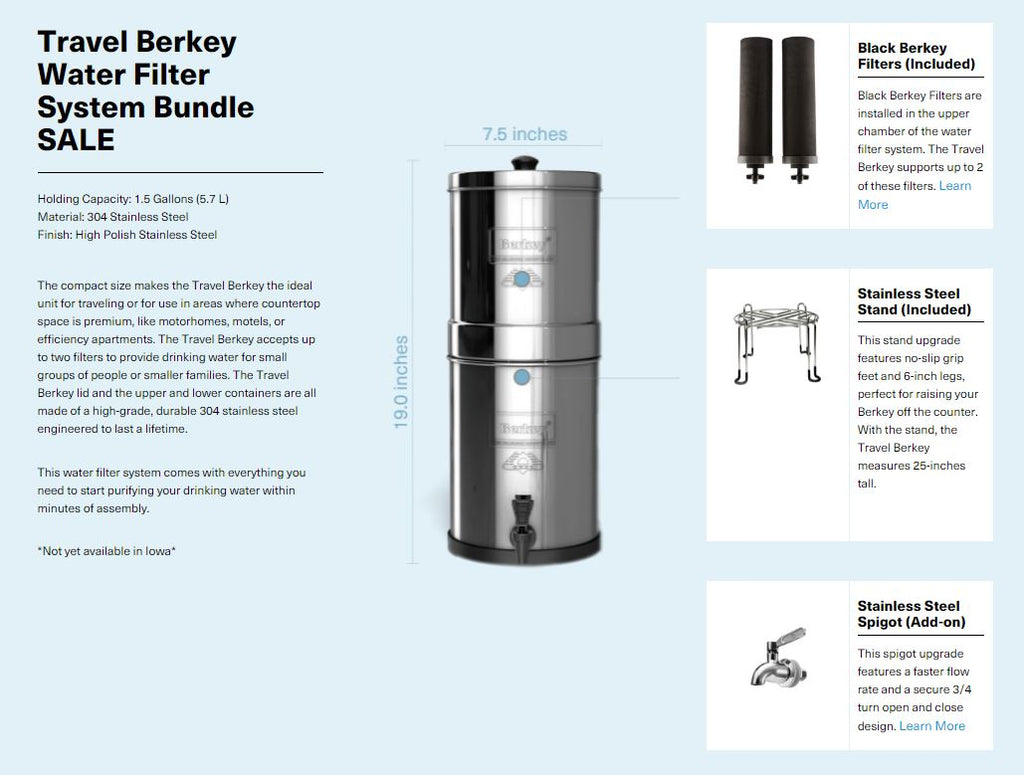 Travel Berkey & Stand Bundle Sale – BerkeyHome